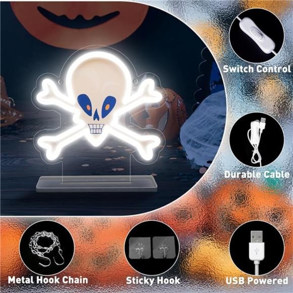 Other | Halloween Skull Neon Signs Skull Neon Light Sign For Bedroom ...